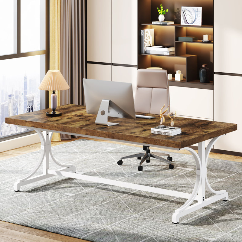 17 Stories Yvone 62.4'' Rectangular Computer Desk with Metal Legs | Wayfair